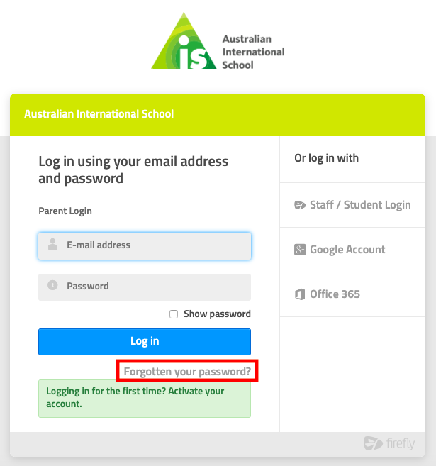 Introduction and Login — Australian International School